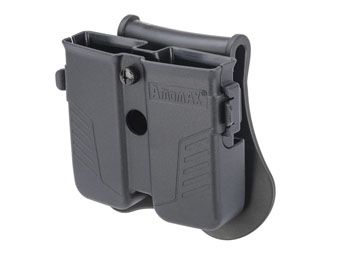 Universal Double Magazine Pouch - Black - Fits 9mm/.40/.45 Caliber